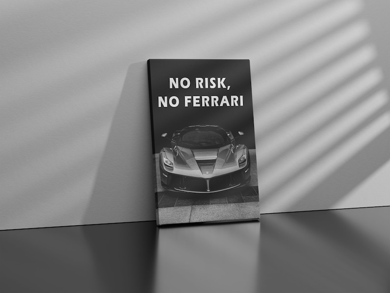 No Risk No Ferrari Motivational Inspirational Canvas Print for - Etsy