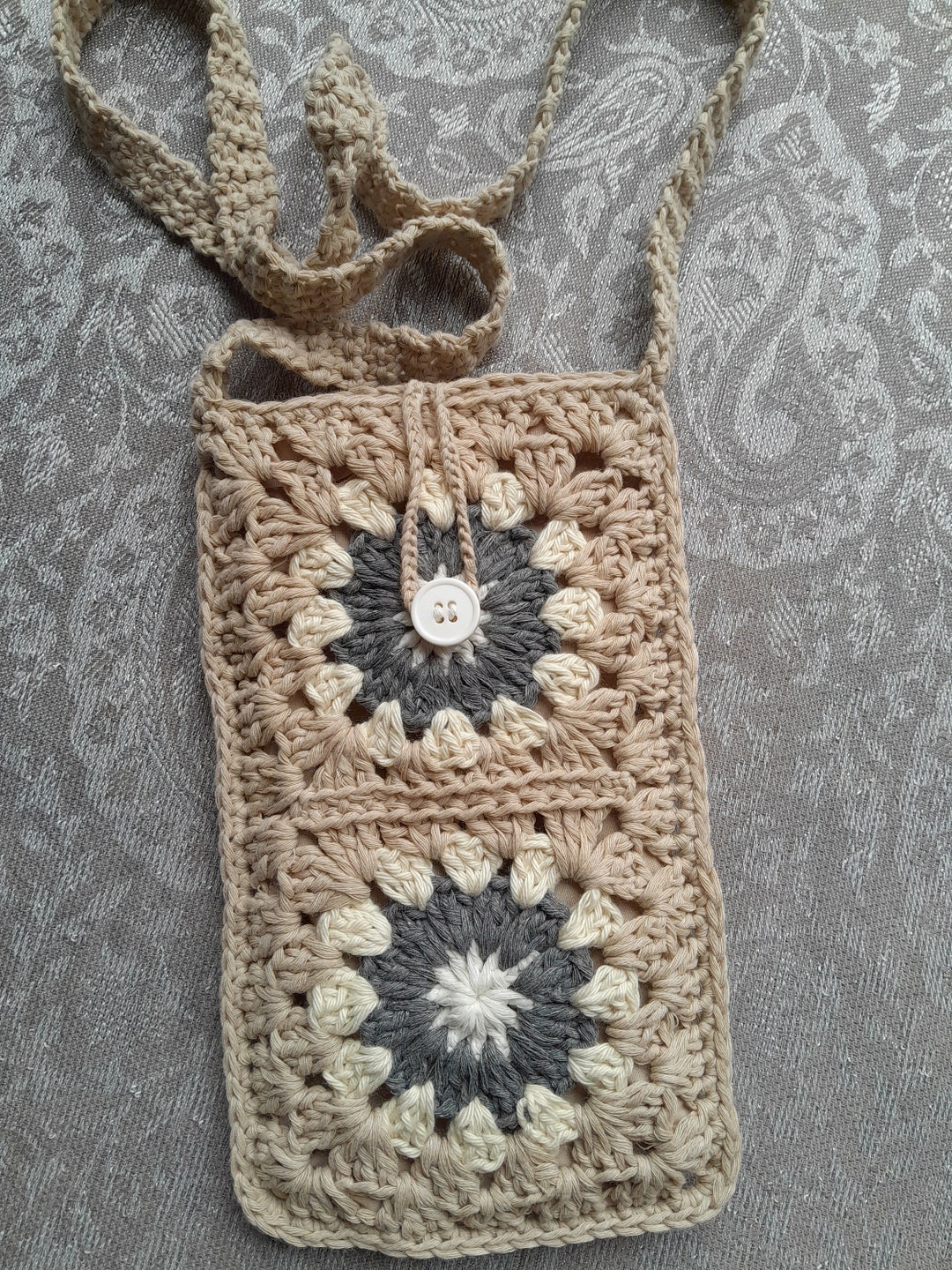 Hand Crocheted Crossbody Mobile Phone Carrier Pouch or Water Bottle ...