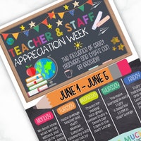 Teacher Appreciation Week Itinerary Flyer Template, Printable Teacher ...