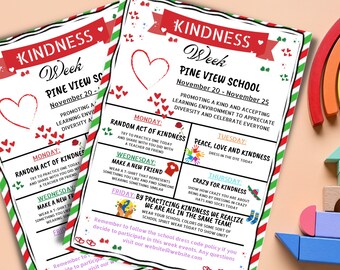 Kindness Week Itinerary Flyer, Diversity Inclusion, Printable Editable ...