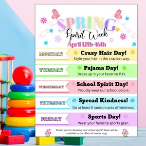 Spring Spirit Week Editable Itinerary Schedule | Printable DIY Spirit ...