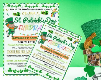 St. Patricks Day Fundraiser Flyer, Shamrock Rainbow Spring Event ...