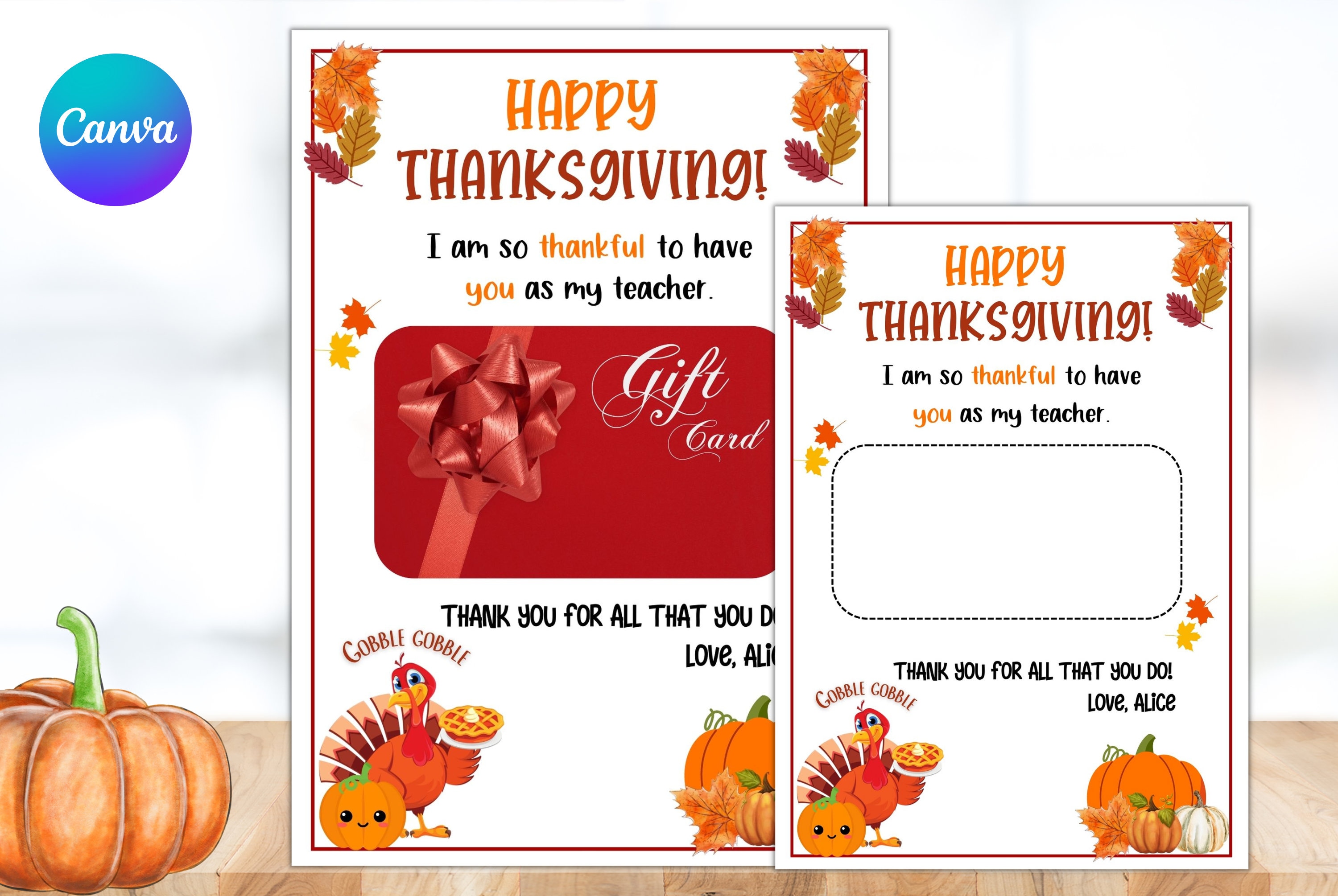 Printable/editable Happy Thanksgiving Gift Card Holder - Etsy