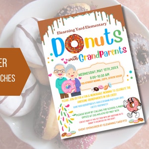 EDITABLE Donuts With Grandparents Flyer, School Grandparents Event ...