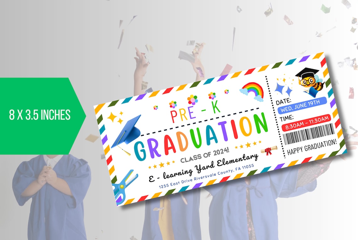 EDITABLE Pre School Graduation Ticket, Kindergarten Graduation, School ...