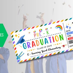 EDITABLE Pre School Graduation Ticket, Kindergarten Graduation, School ...
