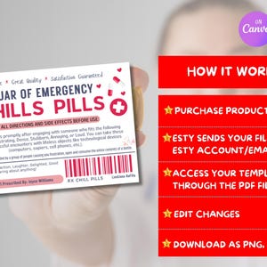 EDITABLE Chill Pill Label, Funny Gag Gift Professional Office Gift ...
