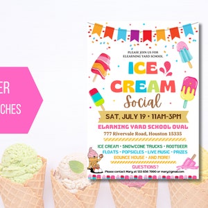 EDITABLE Ice Cream Social Flyer, School Appreciation Week, Ice Cream ...
