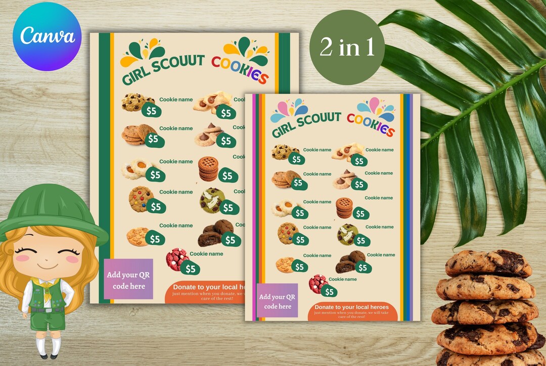 Girl Scout Cookie Sale Editable Menu, Instant Download, Cookie Menu ...