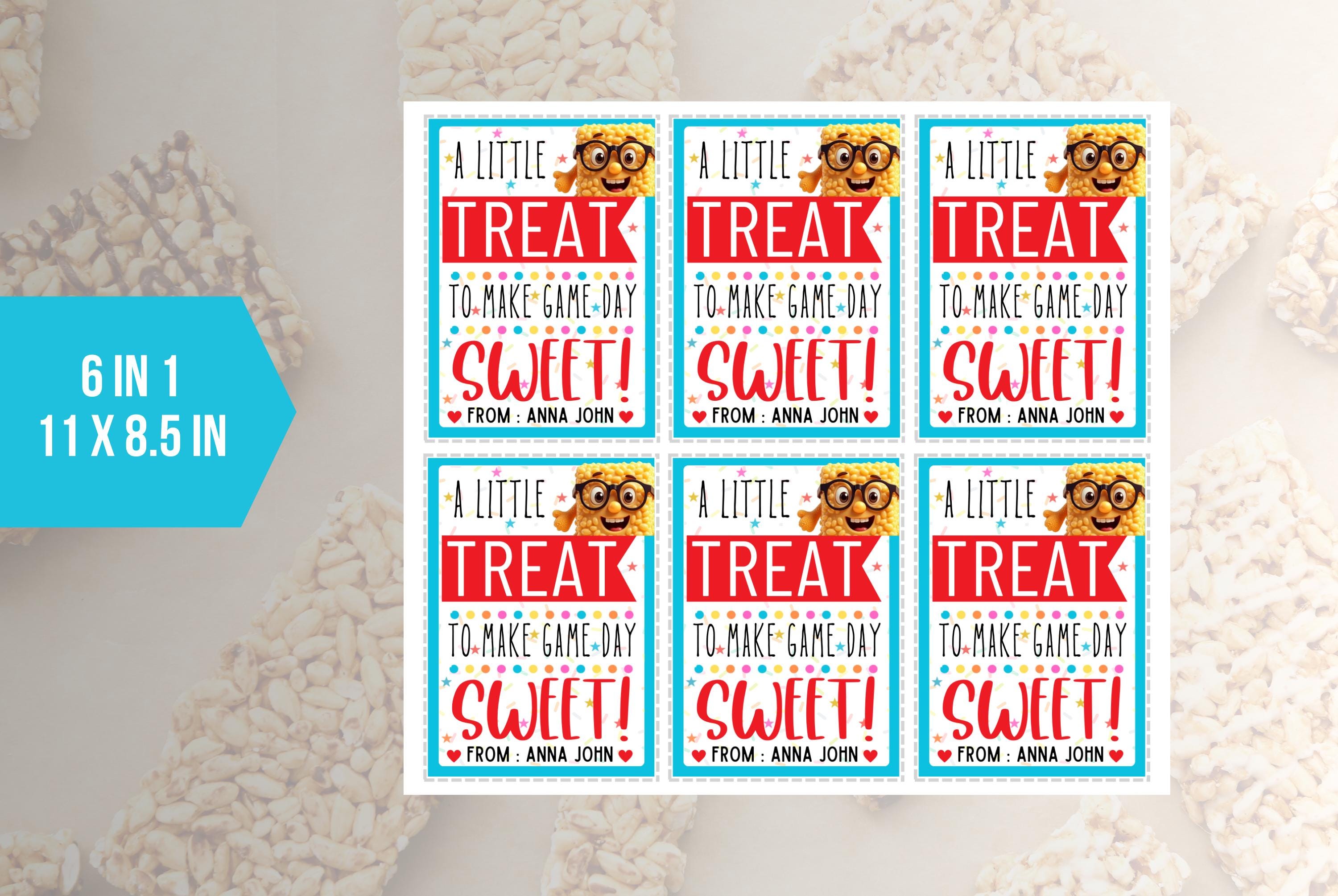 EDITABLE Crispy Rice Treat Tag, A Little Treat to Make Game Day Sweet ...