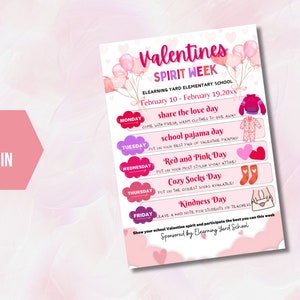 EDITABLE Valentine School Spirit Week Flyer, Festive Spirit Week PTO ...
