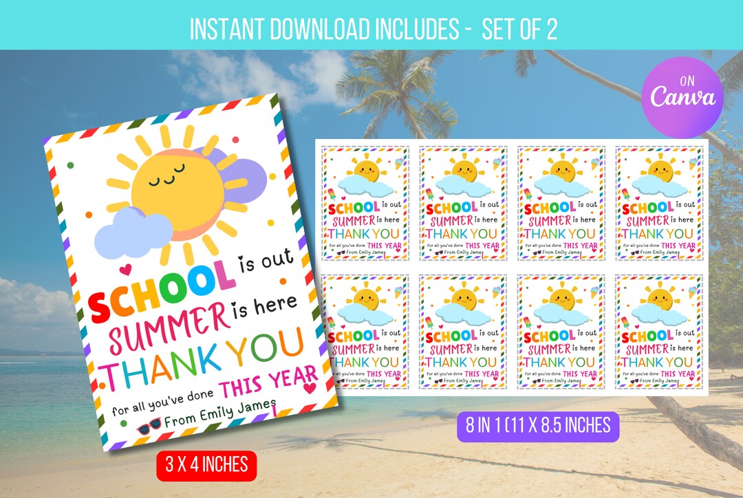 EDITABLE Summer is Here School is Out Tag, End of School Tag ...