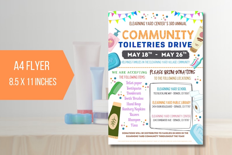 EDITABLE Community Toiletries Drive Flyer, School Church Fundraiser ...