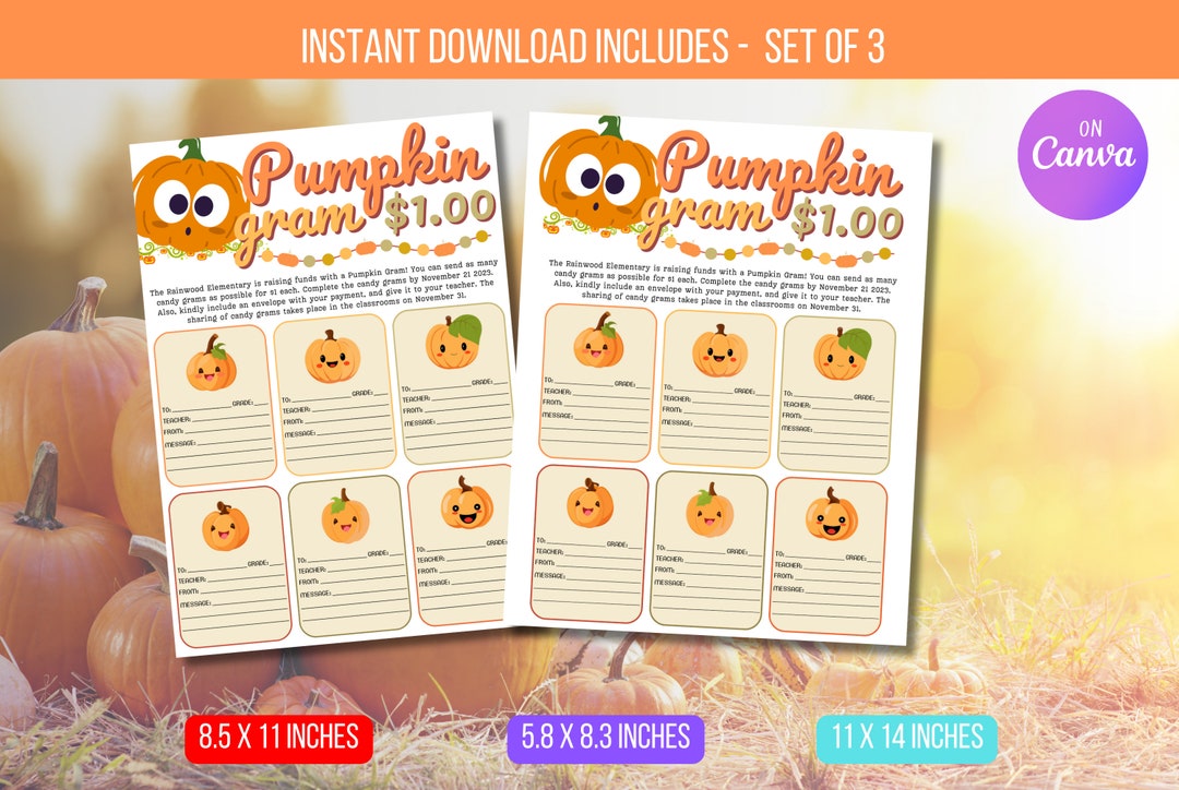 EDITABLE Pumpkin Gram Fundraiser Flyer Template, School Fundraiser ...