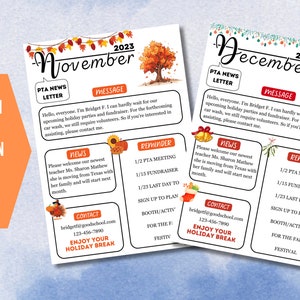 EDITABLE Monthly Newsletter Flyer Template, Classroom Printable Handout ...