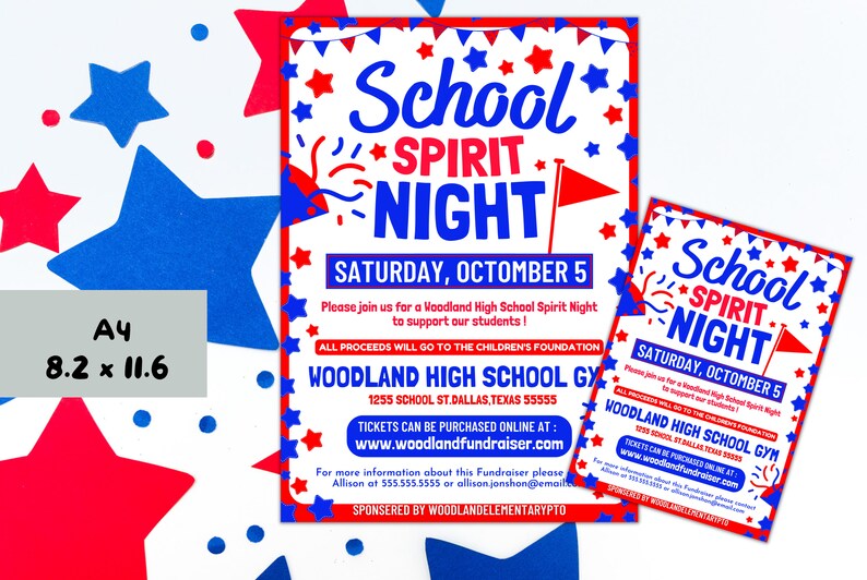 Editable School Spirit Flyer School Spirit Night Party Spirt - Etsy