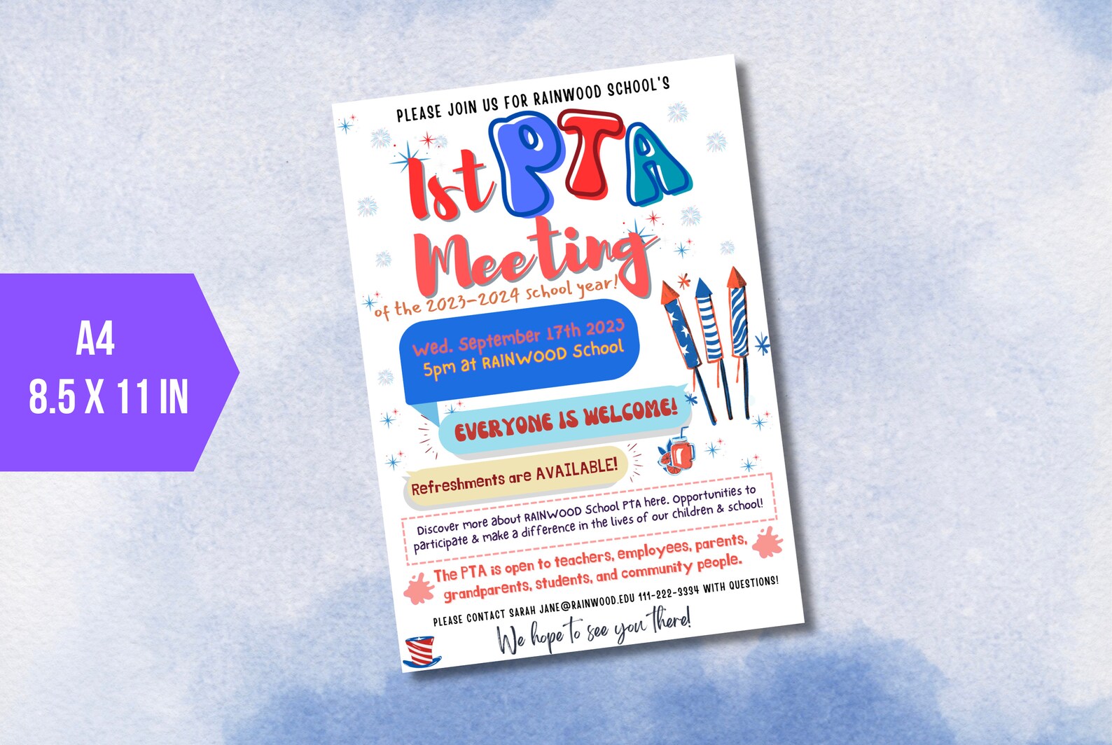 EDITABLE PTA Meeting Handout Flyer School Information Meeting - Etsy