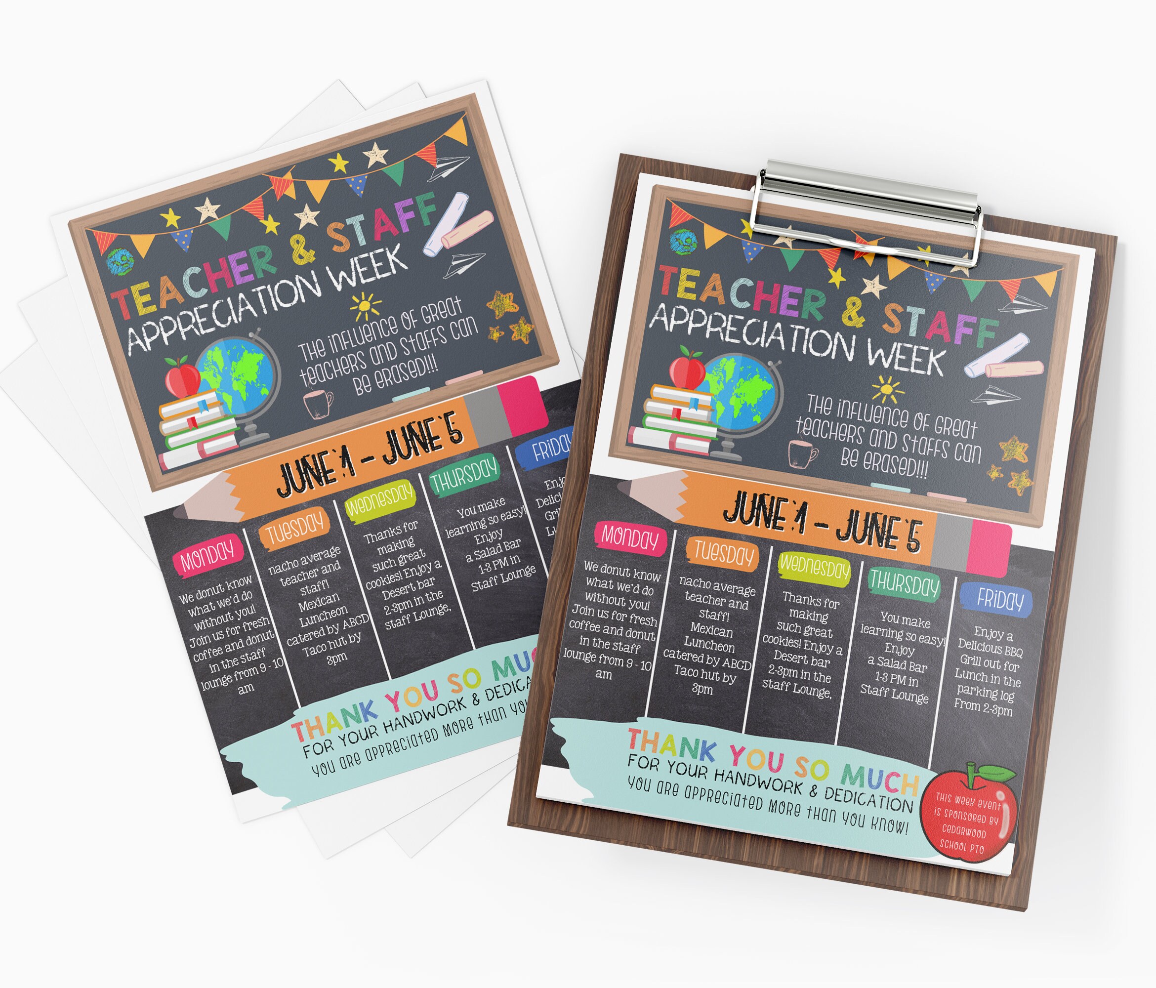 Teacher Appreciation Staff Invitation, Editable School Lunch Poster ...