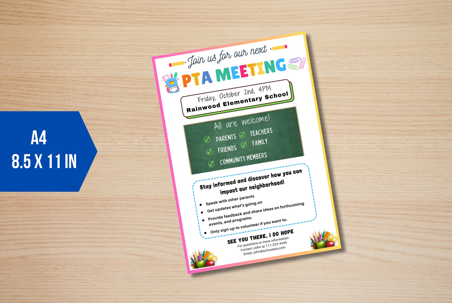 EDITABLE PTA Meeting Handout Flyer, School Information Meeting Flyer ...