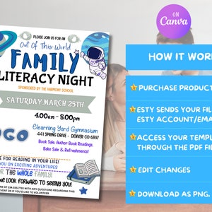 Editable Family Literacy Night Flyer, PTO PTA Reading Book Sale School ...