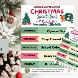 Christmas Spirit Week Editable Itinerary Schedule | Printable DIY ...