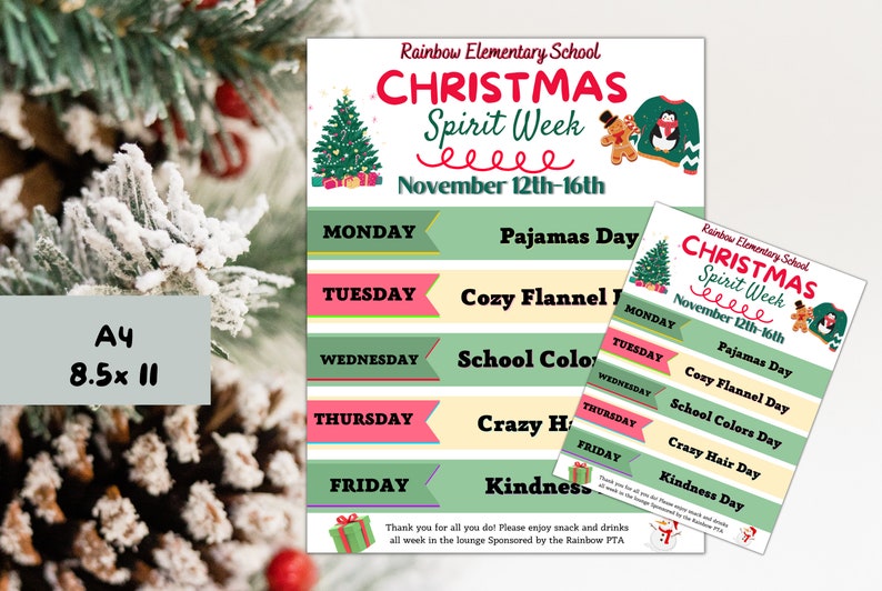 Christmas Spirit Week Editable Itinerary Schedule Printable DIY Spirit ...