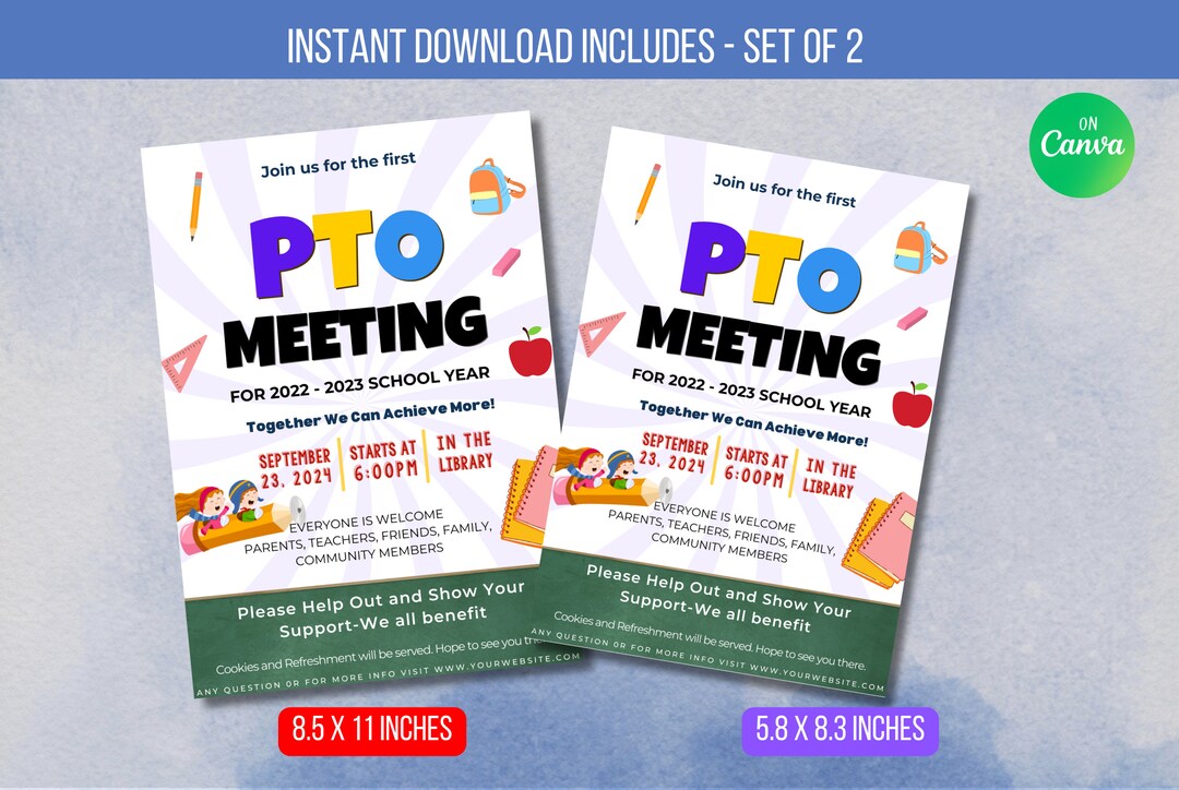 EDITABLE August PTO Meeting Handout Flyer, School Information Meeting ...