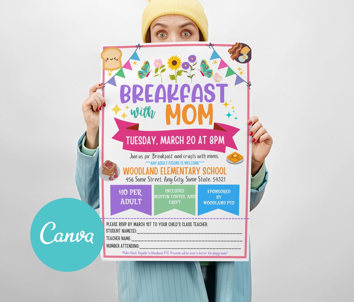 Breakfast With Mom Flyer Mother's Day Breakfast Editable - Etsy