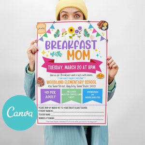 Breakfast With Mom Flyer, Mother's Day Breakfast Editable Flyer ...