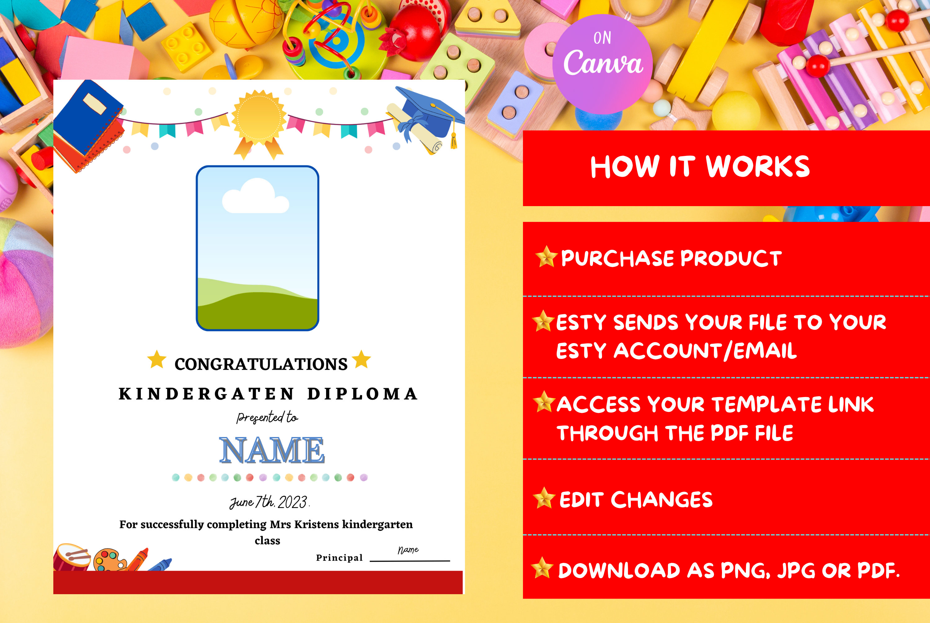 Printable Kindergarten Diploma Editable School Diploma - Etsy