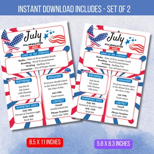 EDITABLE July Newsletter Template, Classroom Printable Handout Flyer ...