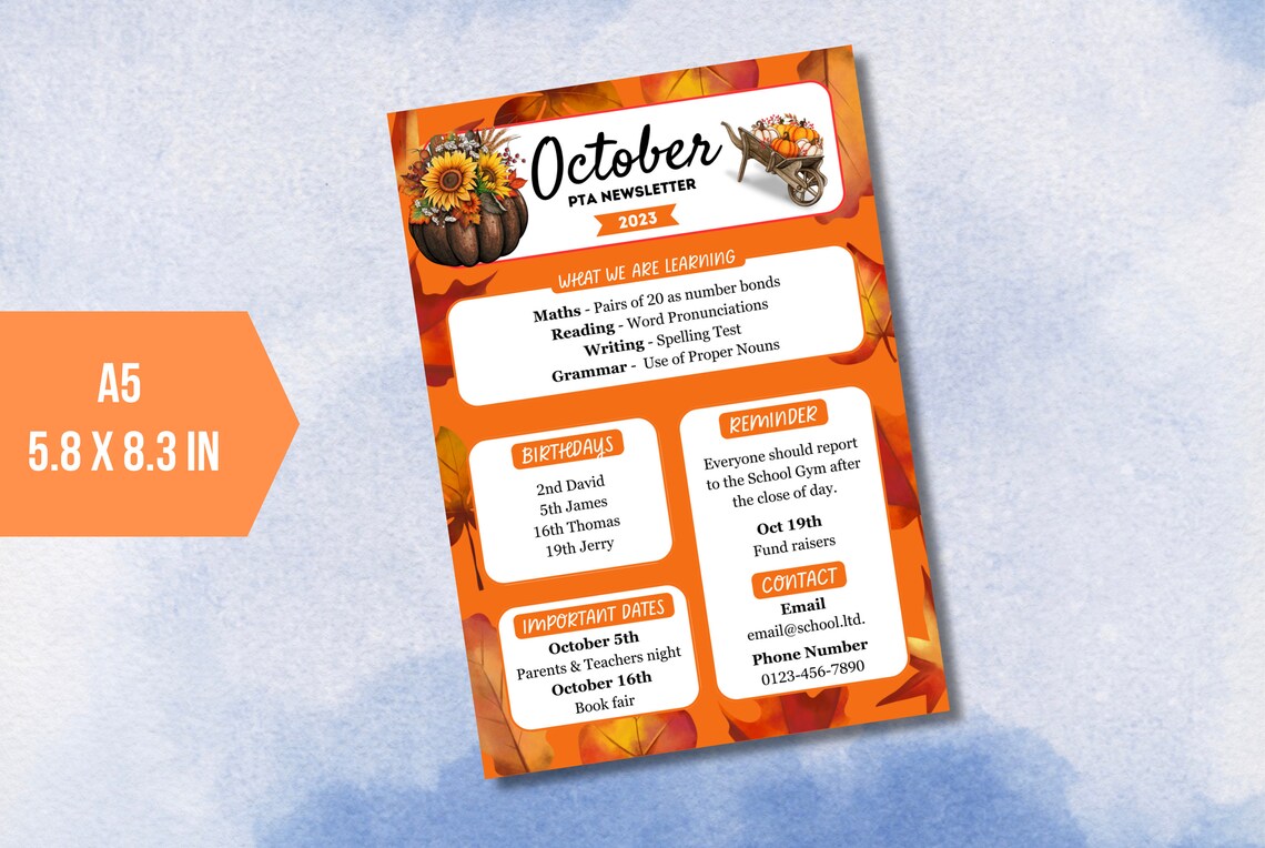 EDITABLE October Newsletter Template Classroom Printable - Etsy