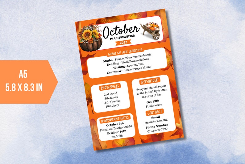 EDITABLE October Newsletter Template Classroom Printable - Etsy