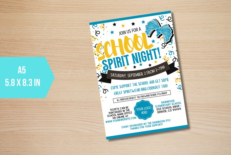 Editable School Spirit Flyer School Spirit Night Party Spirt - Etsy
