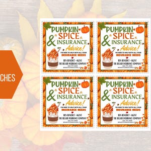 EDITABLE Pumpkin Spice & Insurance Advice Card, Fall Insurance ...