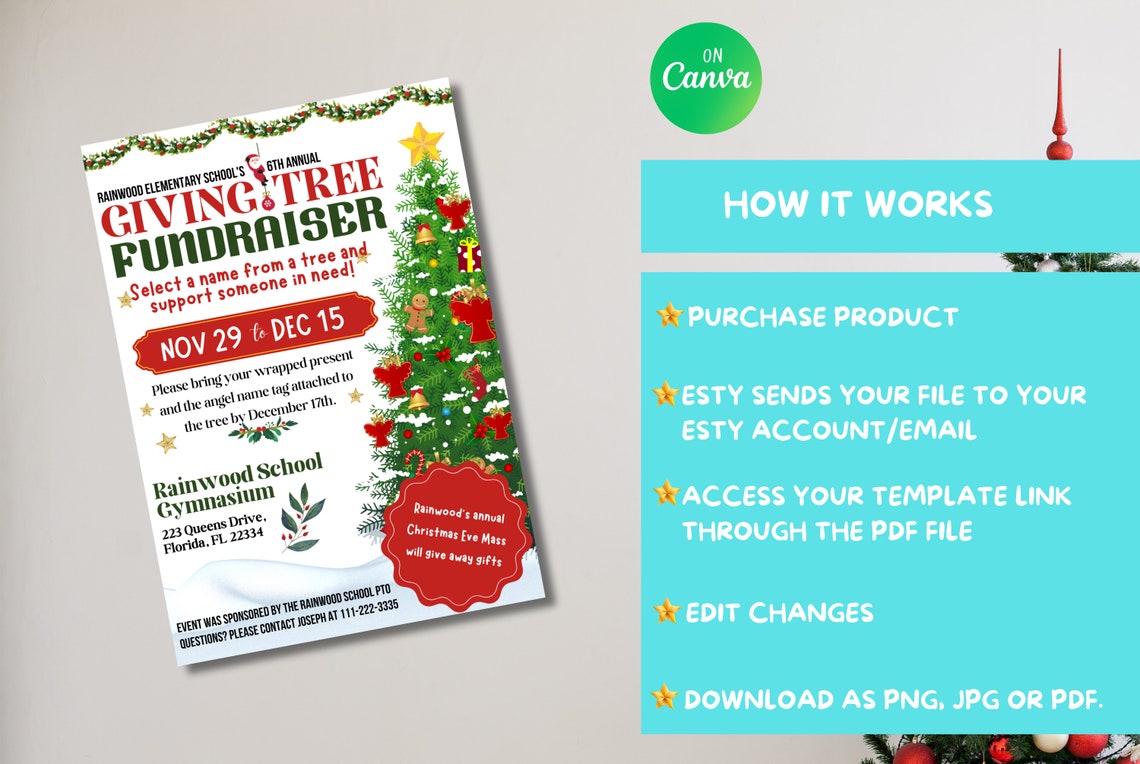 EDITABLE Giving Tree Fundraiser Flyer School Church - Etsy