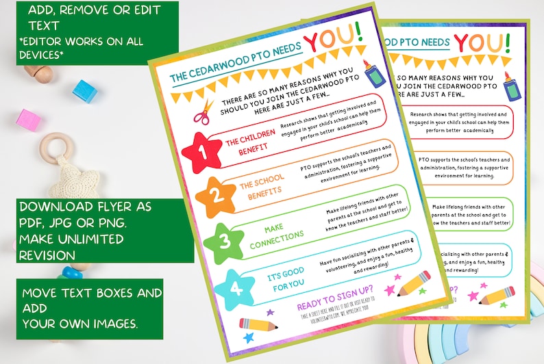 School Pto Pta Recruitment Flyer With QR Code, Printable Handout School ...