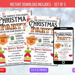 EDITABLE Christmas Party Invitation Template, Holiday Party Invite ...