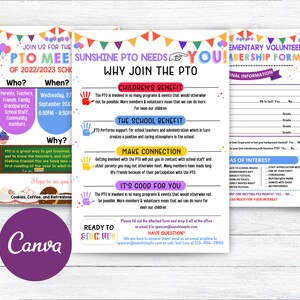Editable PTO Flyer Bundle, Printable School PTO Information Forms ...