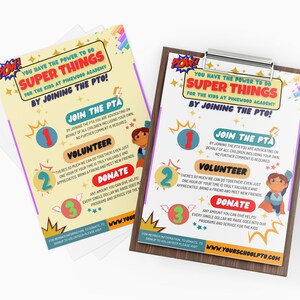 Printable/editable PTO PTA Recruitment Flyer, School Fundraiser Event ...