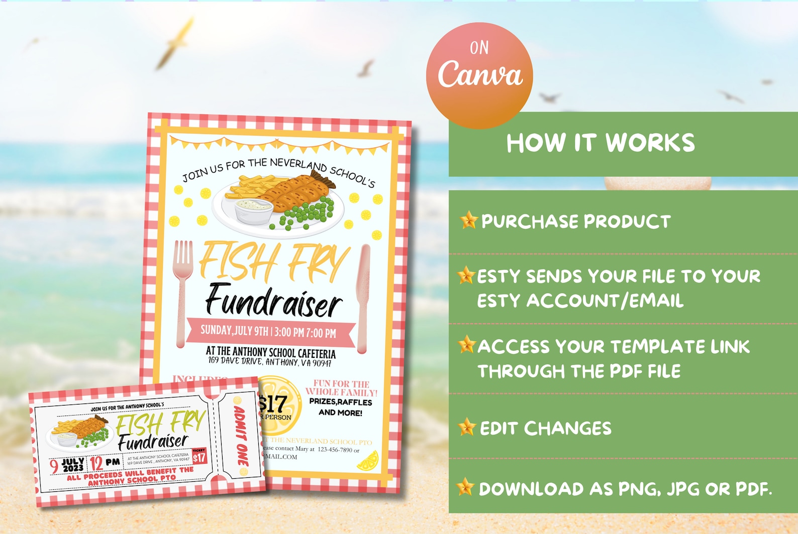 EDITABLE Fish Fry Fundraiser Flyer, Fish Fry Fundraiser Invitation, PTO ...