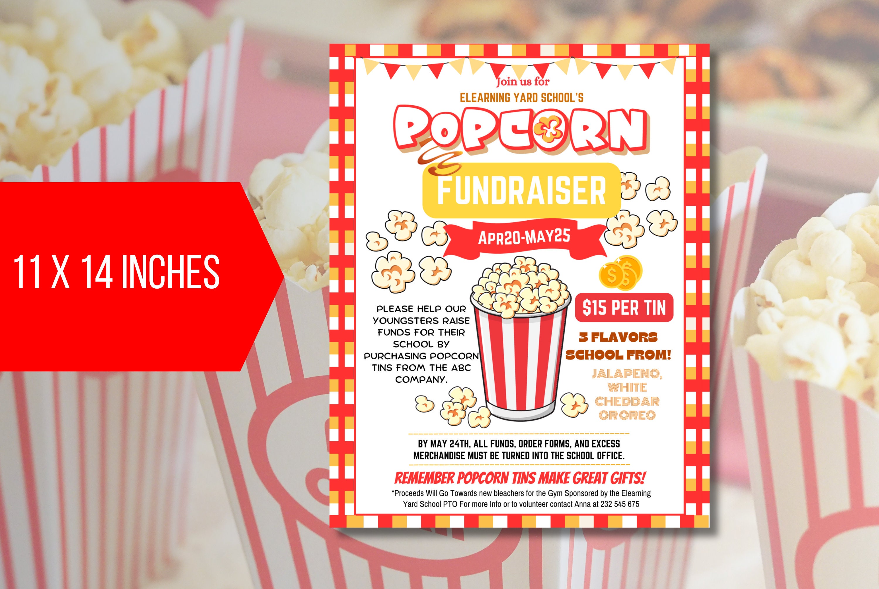 EDITABLE Popcorn Fundraiser Flyer Template, Non Profit Event Poster ...