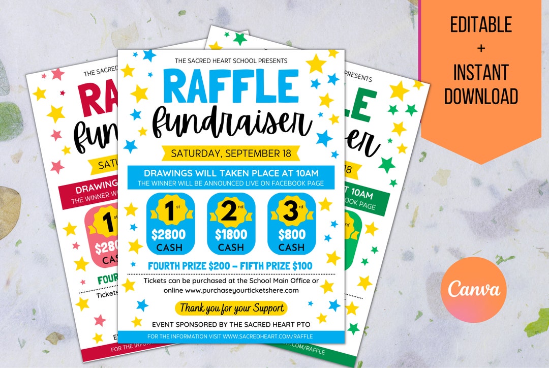 Raffle Fundraiser Flyer, Raffle Fundraiser Editable Template, Sports ...