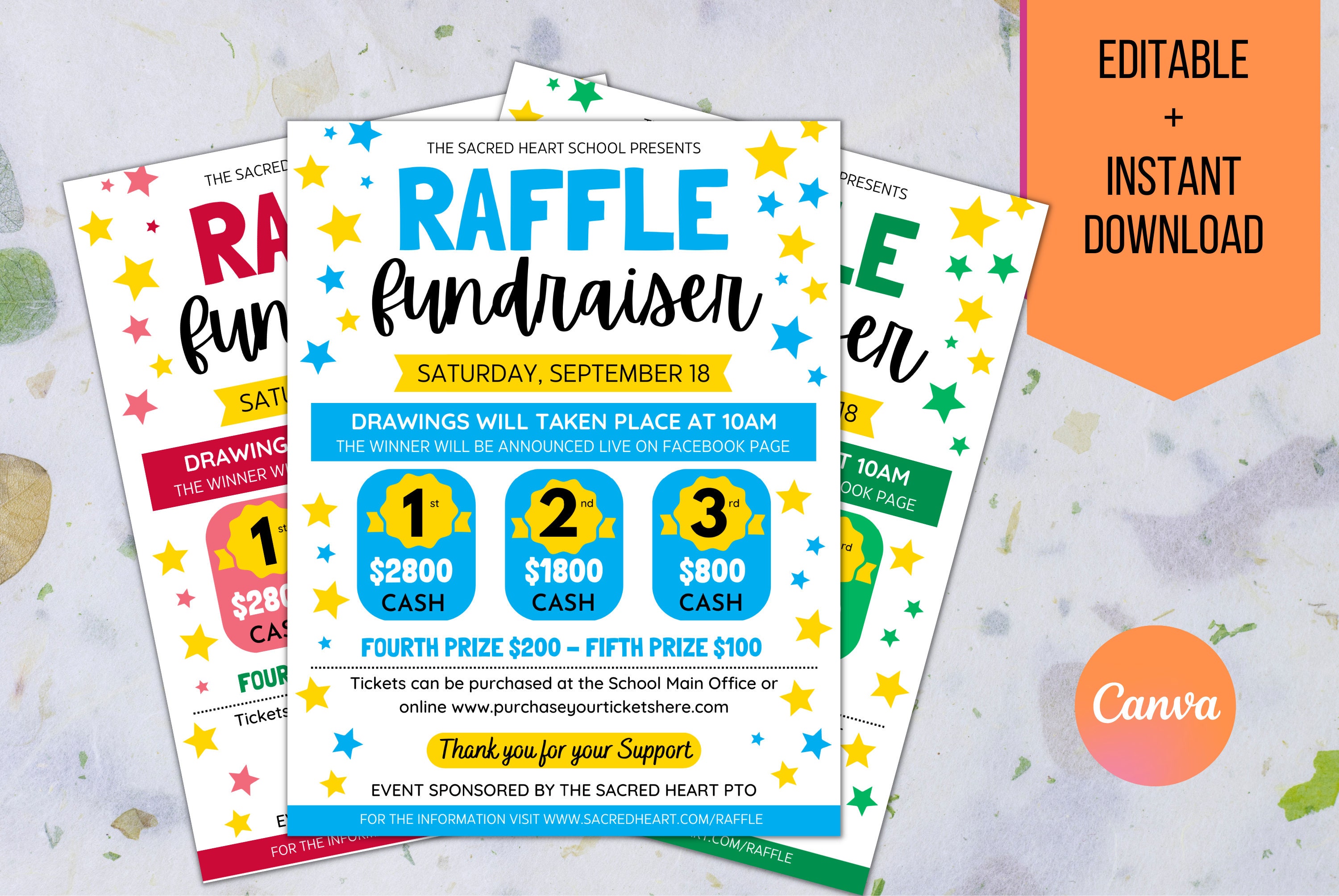 Raffle Fundraiser Flyer, Raffle Fundraiser Editable Template, Sports ...