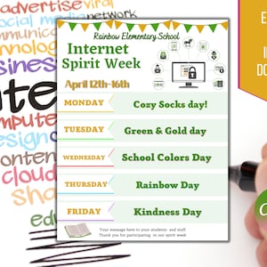 Internet Spirit Week Editable Itinerary Schedule | Printable DIY Spirit ...