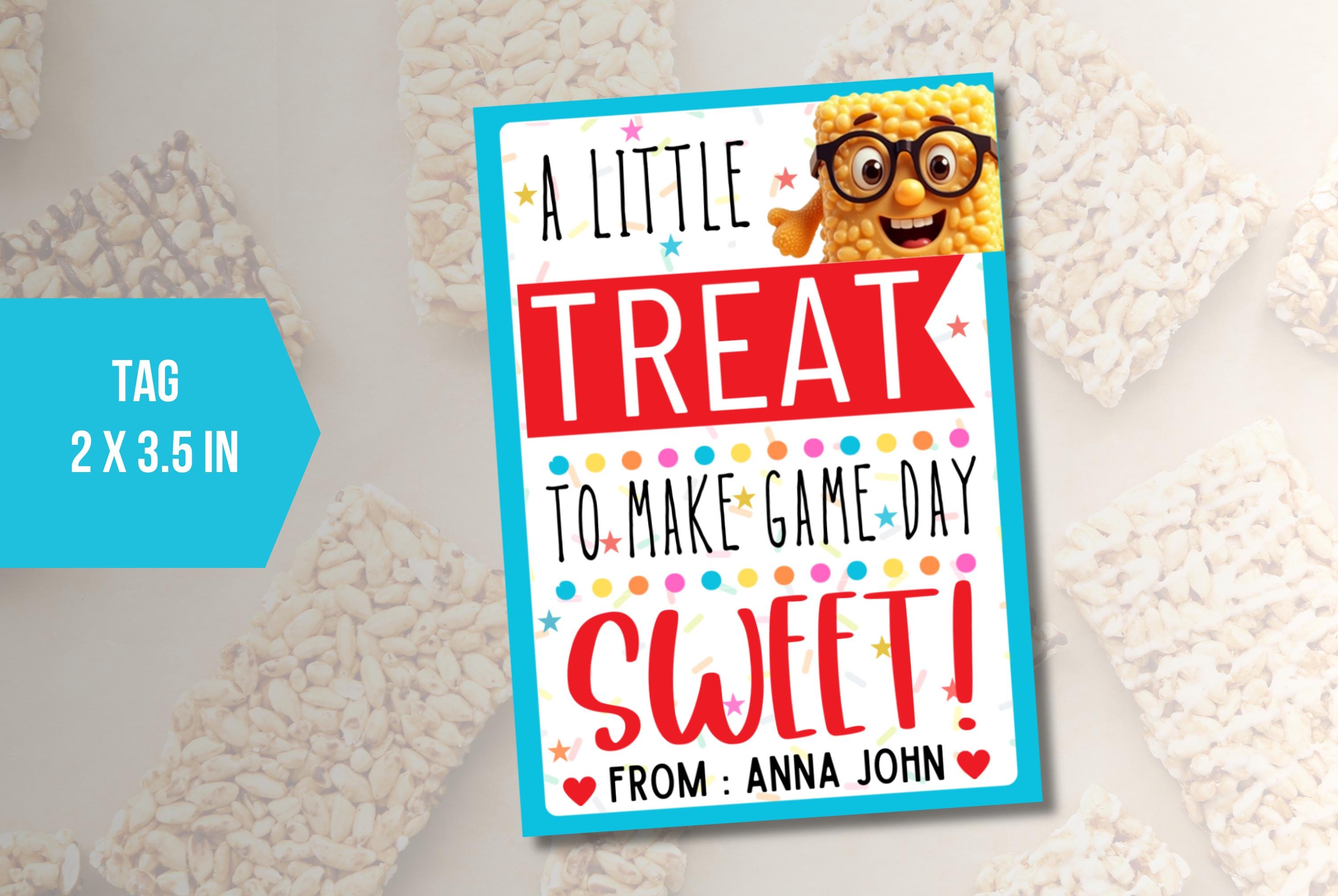 EDITABLE Crispy Rice Treat Tag, A Little Treat to Make Game Day Sweet ...