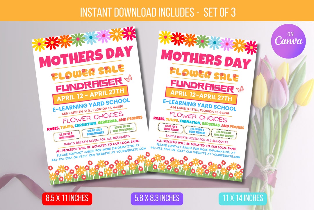 EDITABLE Mother's Day Flower Fundraiser Flyer, Printable Invite ...