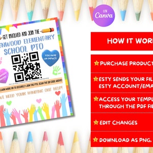 EDITABLE School Pto PTA Recruitment Flyer W QR Code, Printable Handout ...