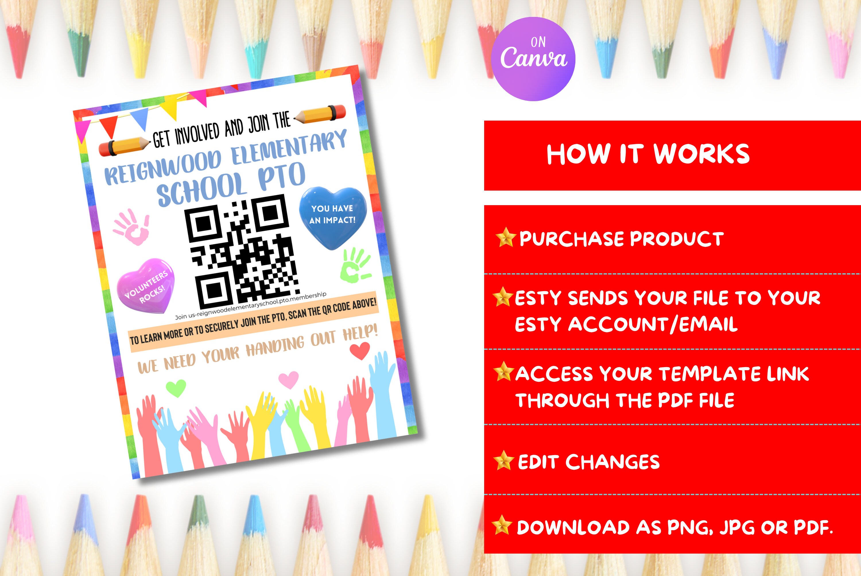 EDITABLE School Pto PTA Recruitment Flyer W QR Code, Printable Handout ...