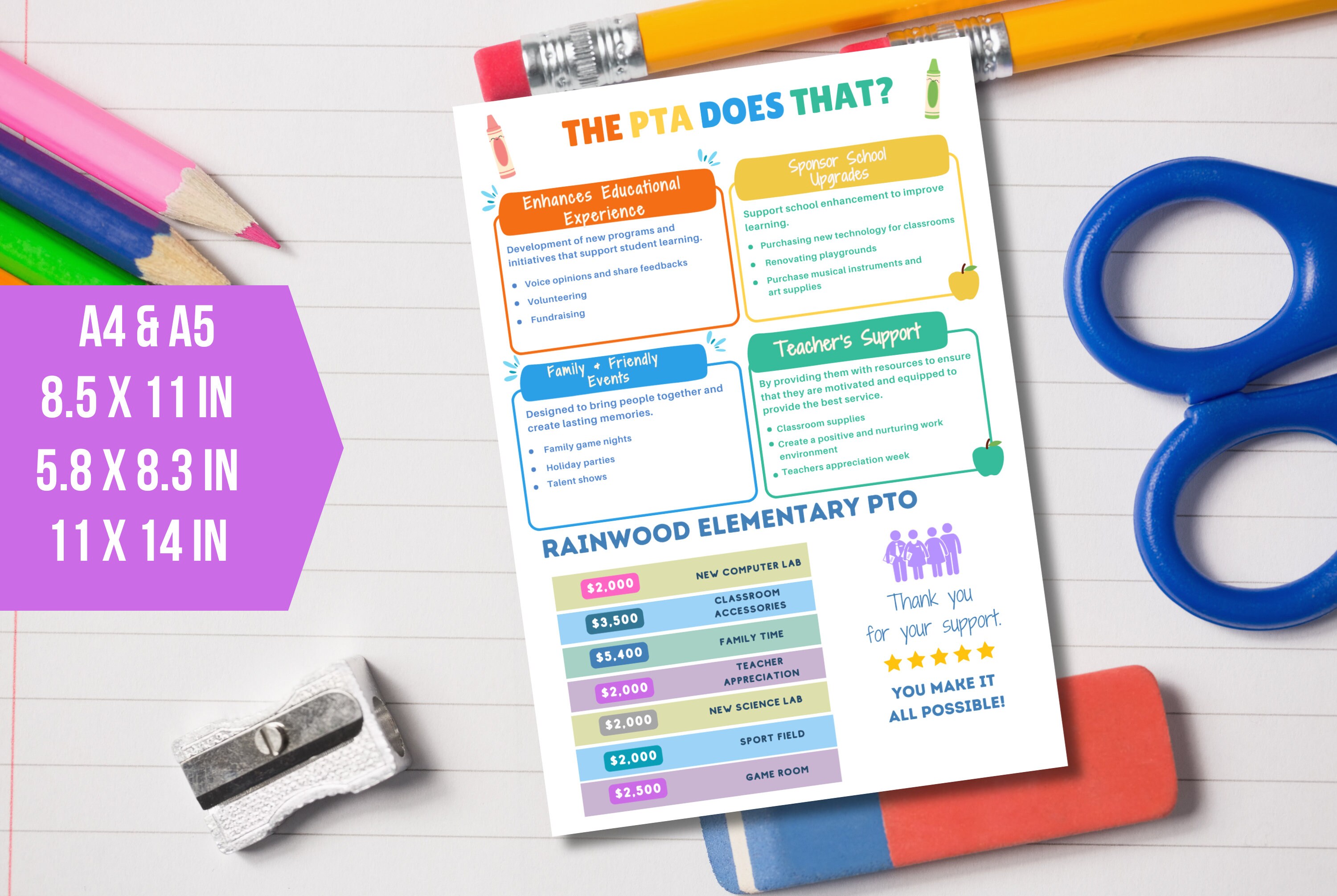 Editable PTO Flyer Bundle Printable School PTO Information - Etsy